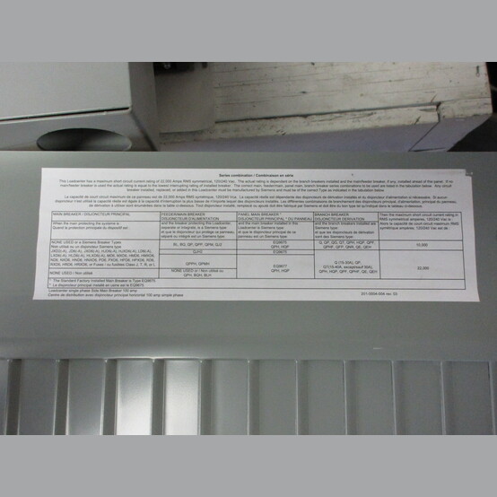 100 Amp Siemens Breaker Panel